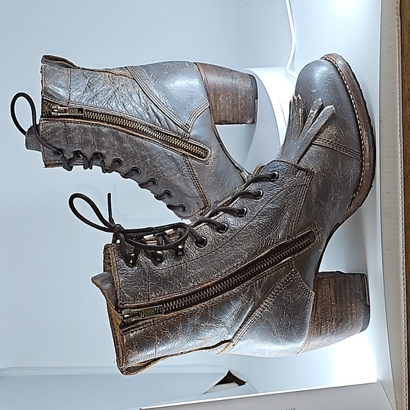 Bed Stu | Shoes | Nib Rare Bedstu Distressed Finis Laceup Boots Gray ...